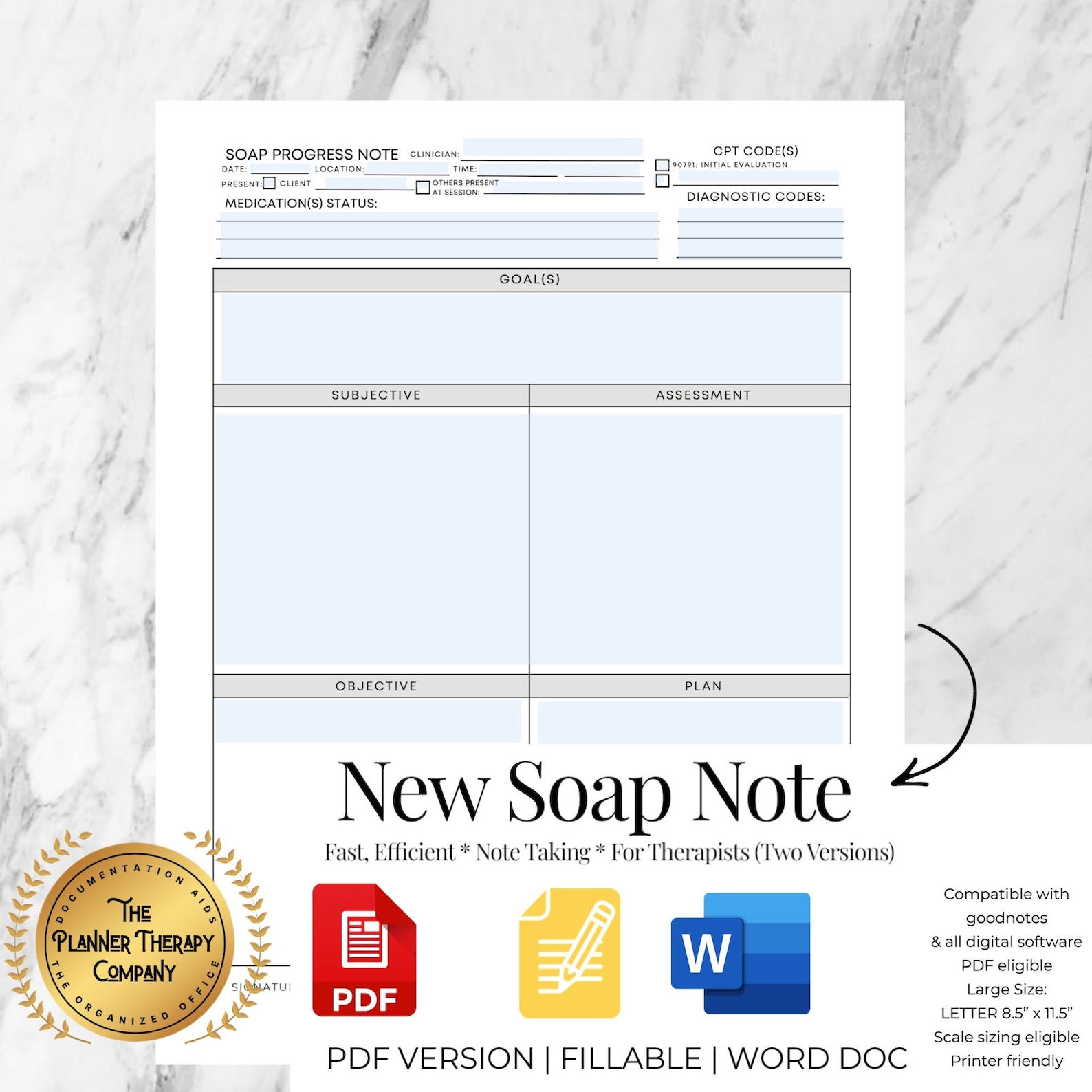 Progress Notes for Therapists, SOAP Note Template, Included ...