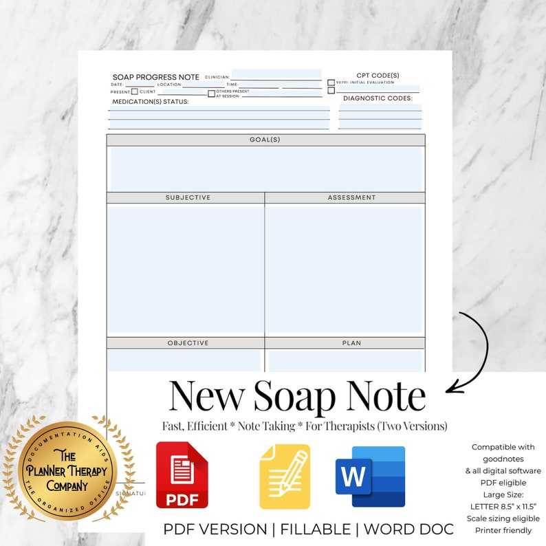 Progress Notes for Therapists, SOAP Note Template, Included ...
