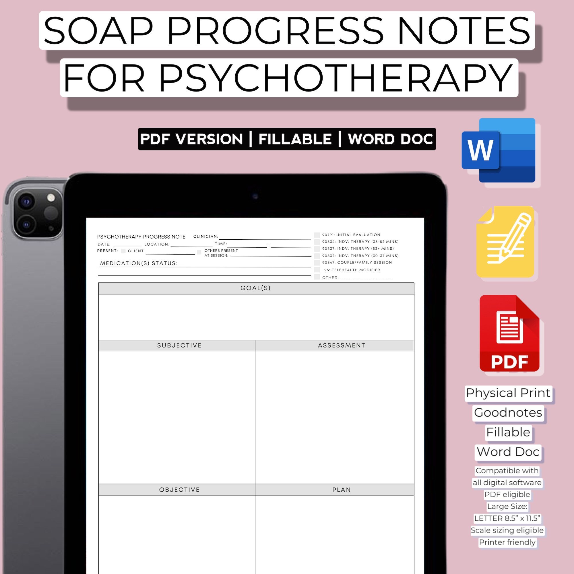 Progress Notes for Therapists, SOAP Note Template, Included ...