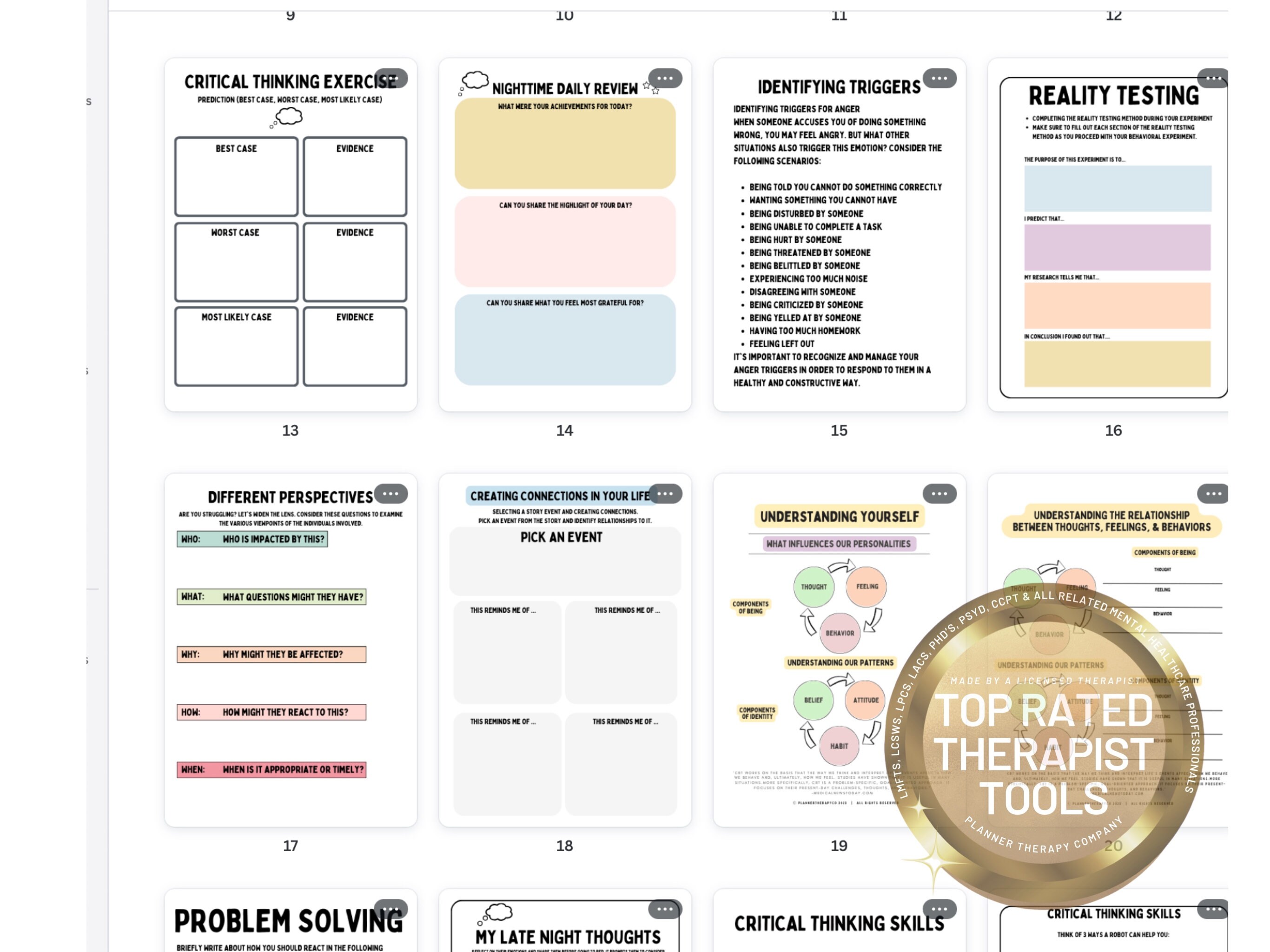 Mindfulness Worksheets: Coping & Grounding Exercises (PDF) - Etsy