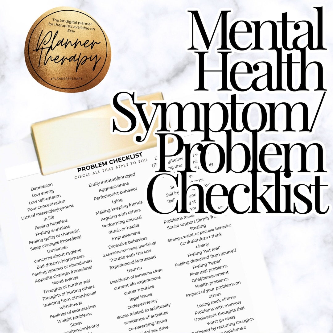 Symptom/problem Psychotherapy Checklist for Clients - Etsy