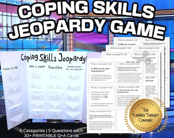 Coping Skills Jeopardy Game Mental Health Inspired Questions: Therapy ...