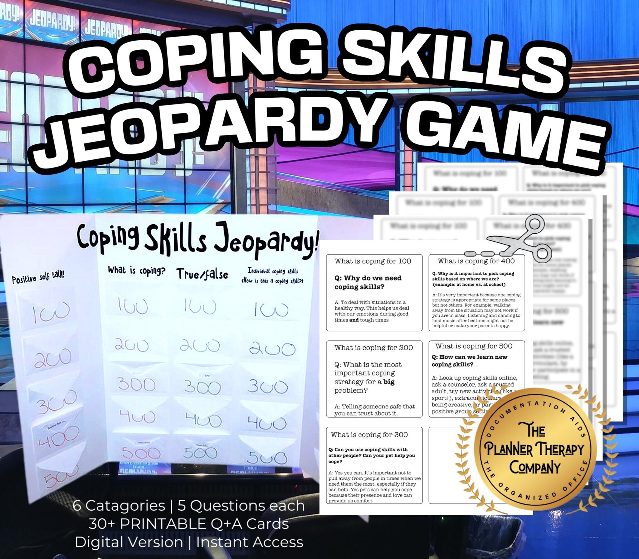 Coping Skills Jeopardy Game Mental Health Inspired Questions Therapy Game Group Therapy