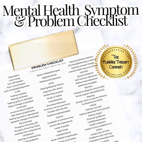 Symptom/problem Psychotherapy Checklist for Clients - Etsy
