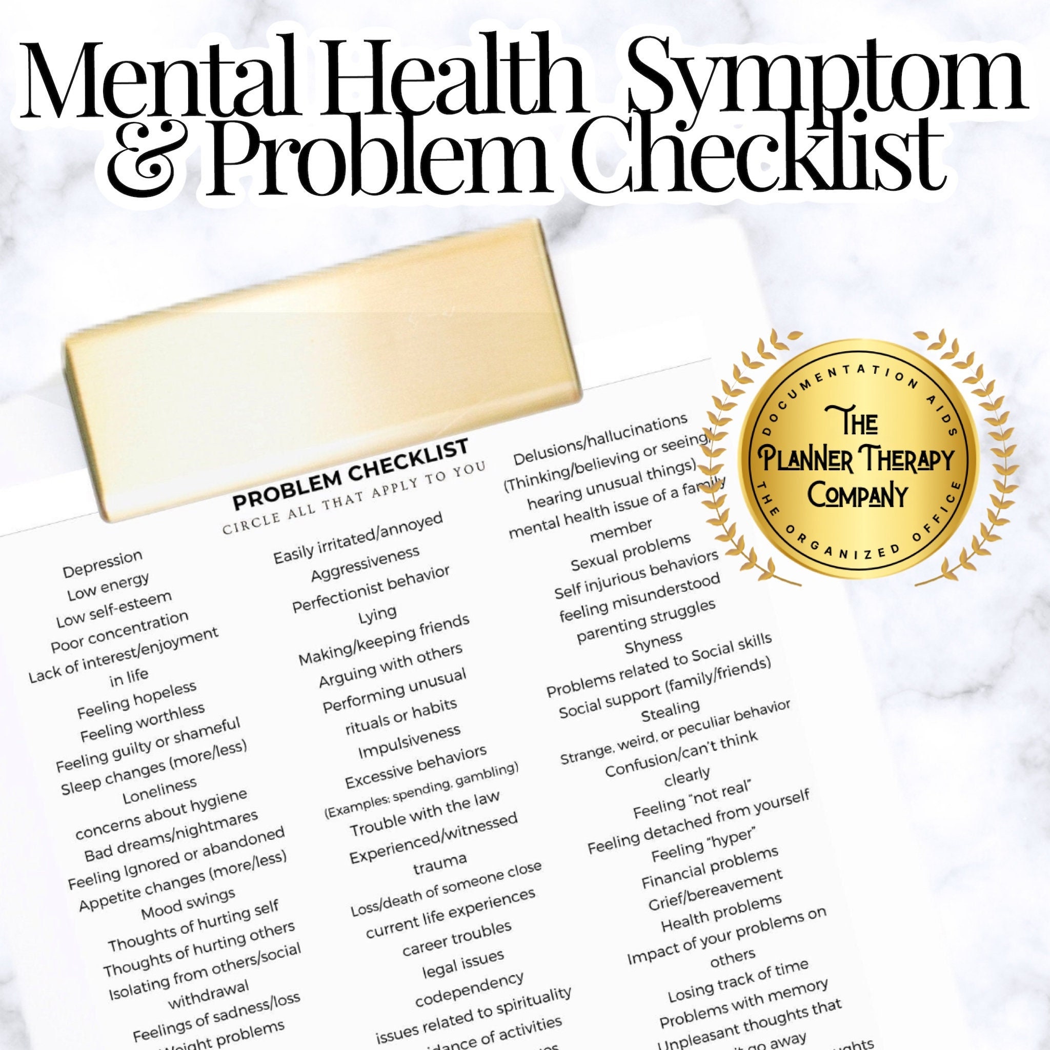 Symptom/problem Psychotherapy Checklist for Clients - Etsy