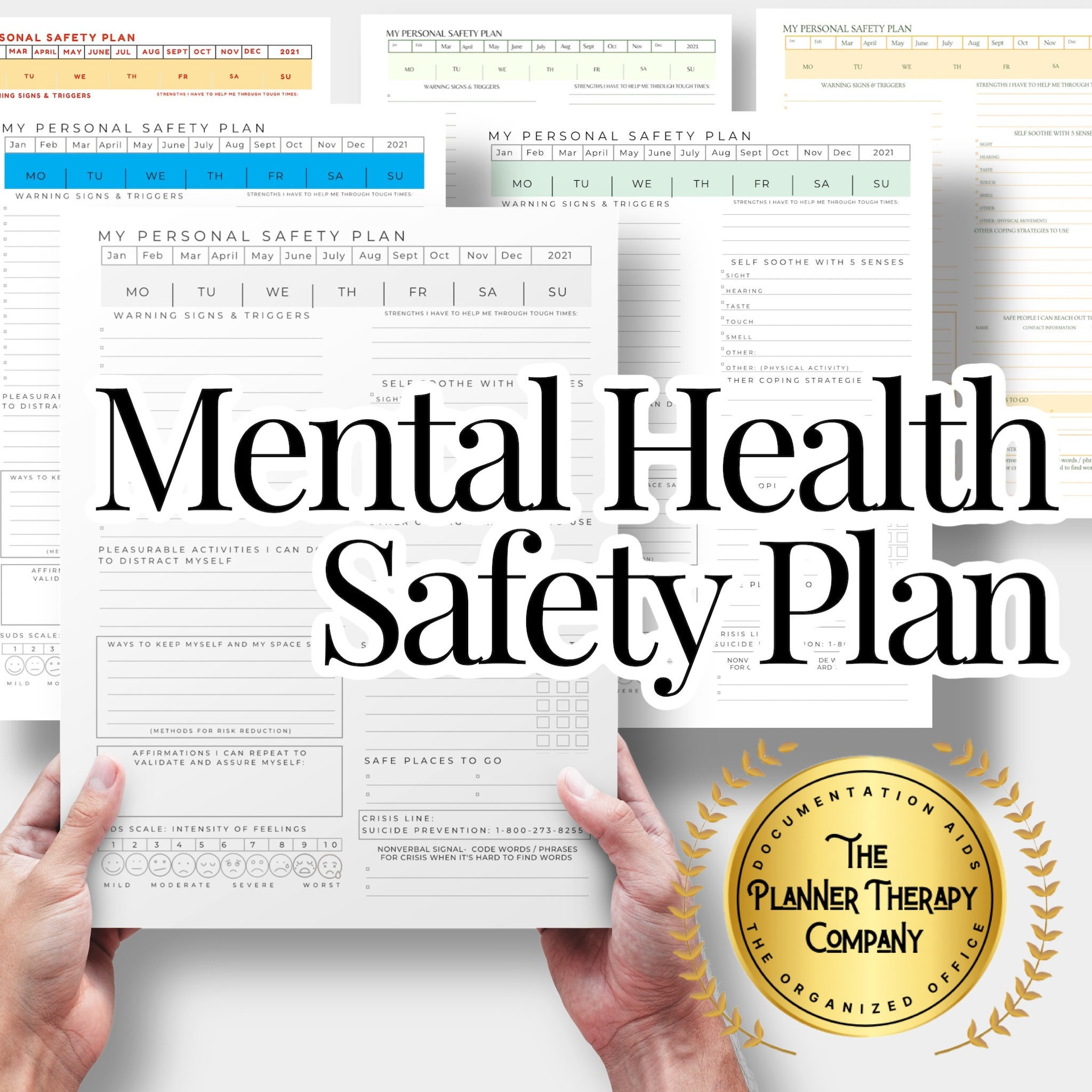 THERAPIST Safety Plan, Mental Health Worksheets, Risk Reduction Harm ...