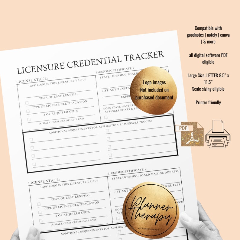 Licensure Credential Multiple State Tracking Organizing Master Sheet ...