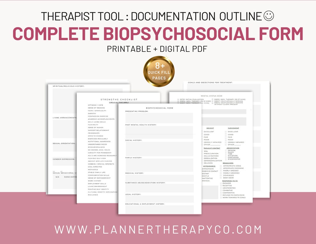 BIOPSYCHOSOCIAL Form Psychotherapy Documentation for Quick Therapist ...