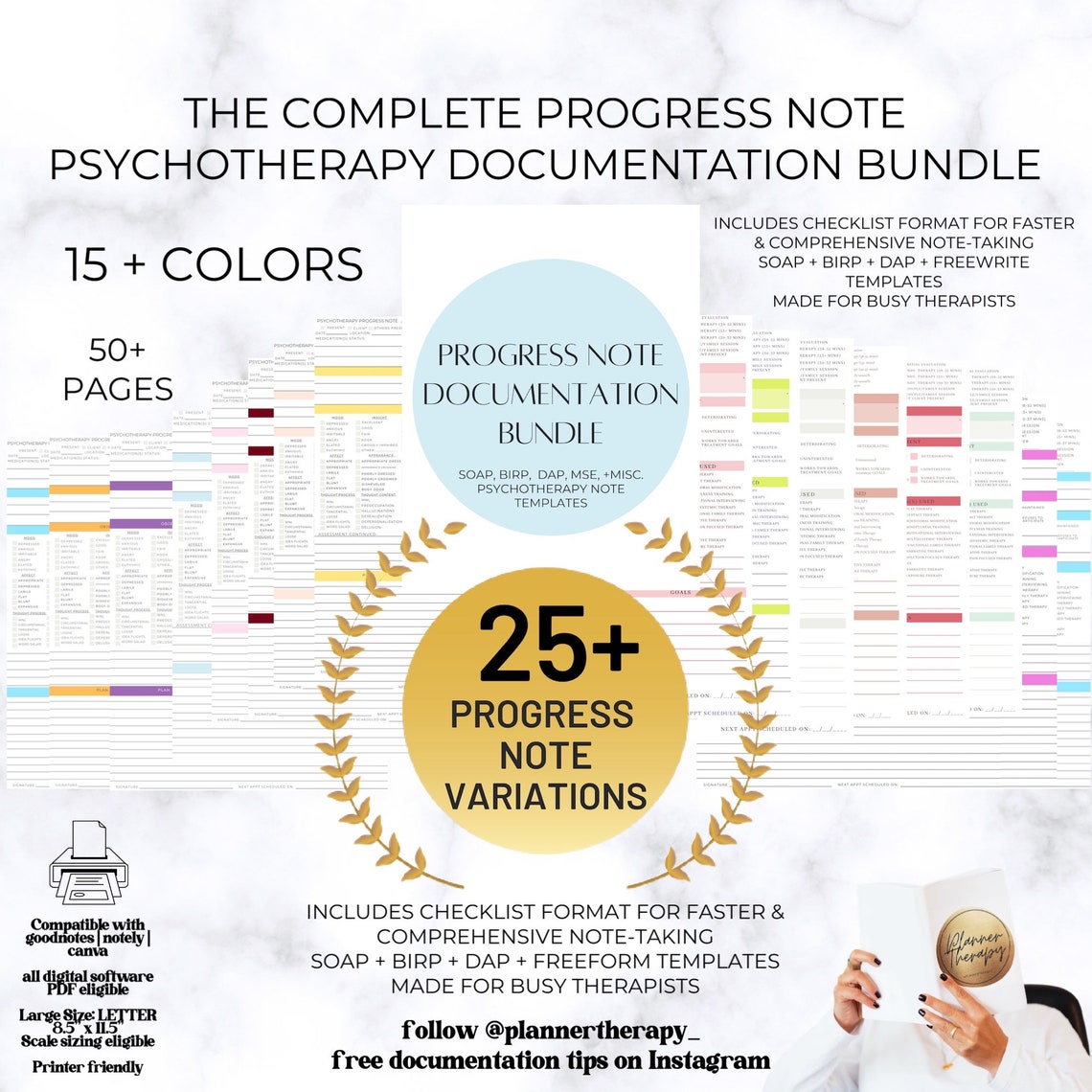 Progress Notes for Therapists Printable & Fillable Template - Etsy