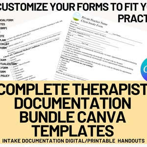 Psychotherapy Private Practice Forms, Canva Templates Bundle, Personal ...