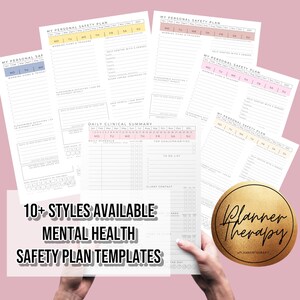 THERAPIST Safety Plan, Mental Health Worksheets, Risk Reduction Harm ...