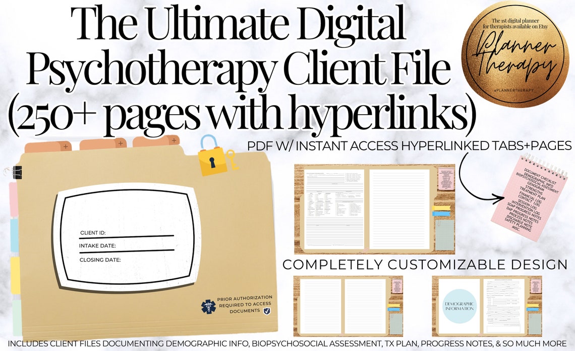 Therapy Digital Chart File for Psychotherapy Therapists and - Etsy