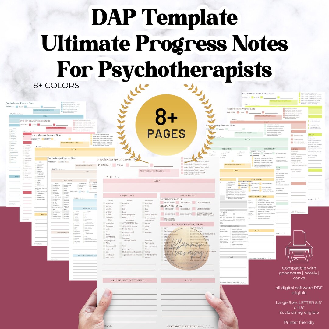 DAP Note Psychotherapy PROGRESS Note Template With MSE - Etsy