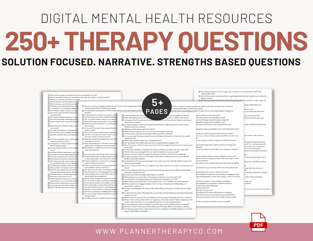 Solution Focused Therapy Questions: Mental Health Resource (PDF) - Etsy