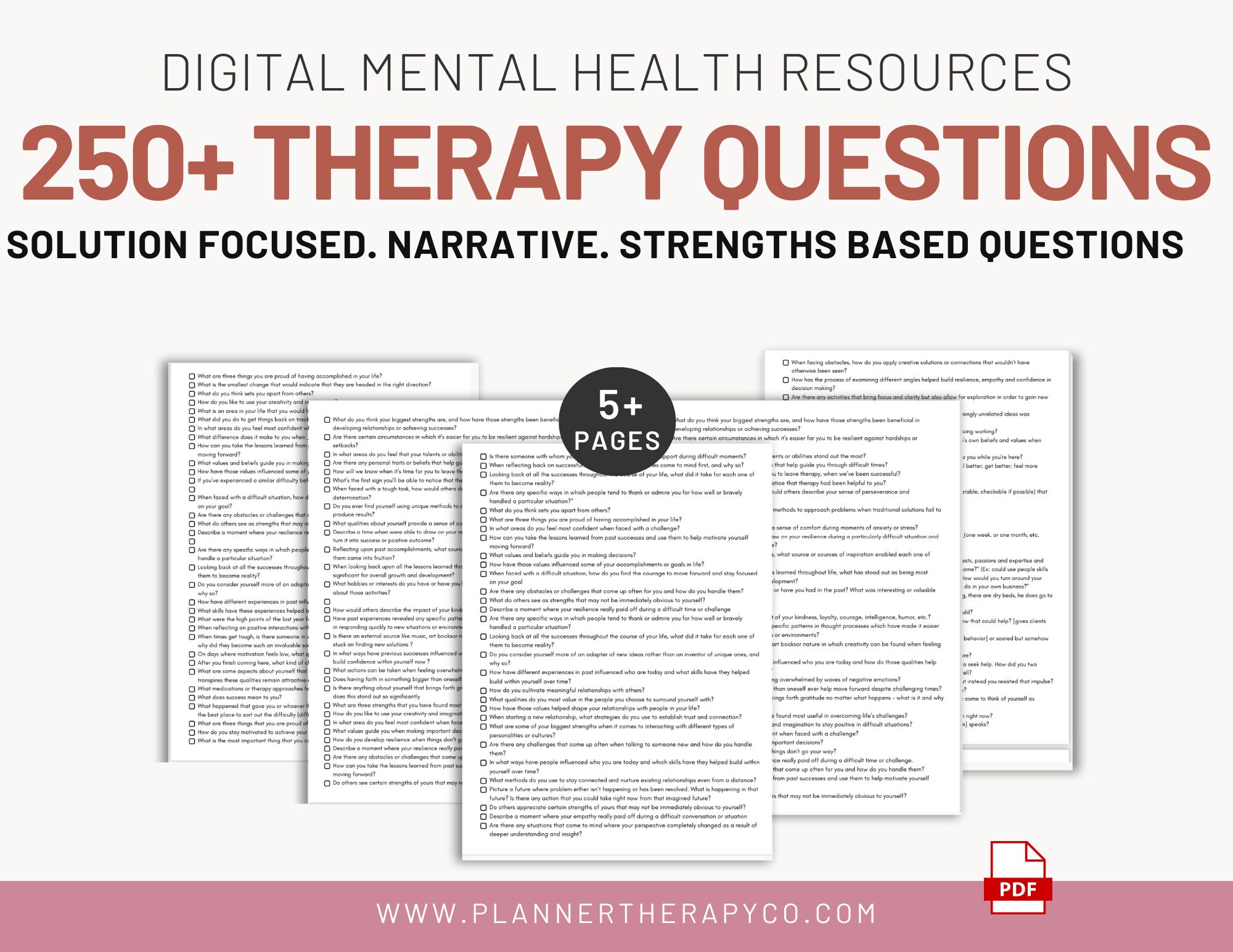 Solution Focused Therapy Questions: Mental Health Worksheets (PDF) - Etsy