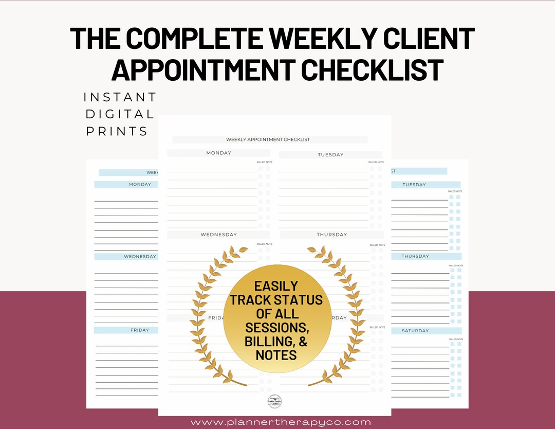 Therapist Weekly Appointment Tracker, PLANNER PRINTABLES, - Etsy