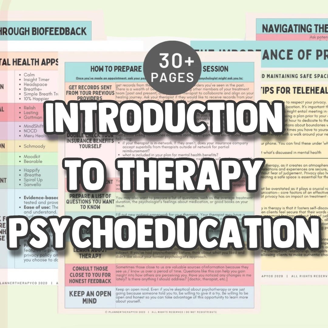 Introduction to Therapy: Psychoeducation Worksheets (printable PDF) - Etsy