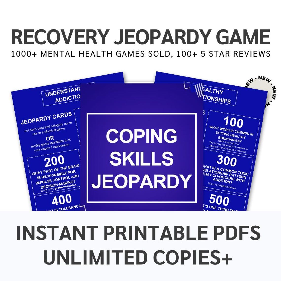 Recovery Skills Jeopardy Game: Mental Health Therapy (printable ...