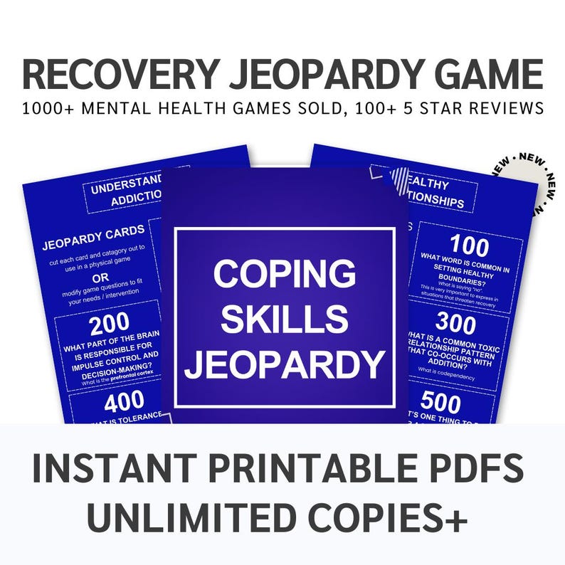 Recovery Skills Jeopardy Game: Mental Health Therapy (printable ...
