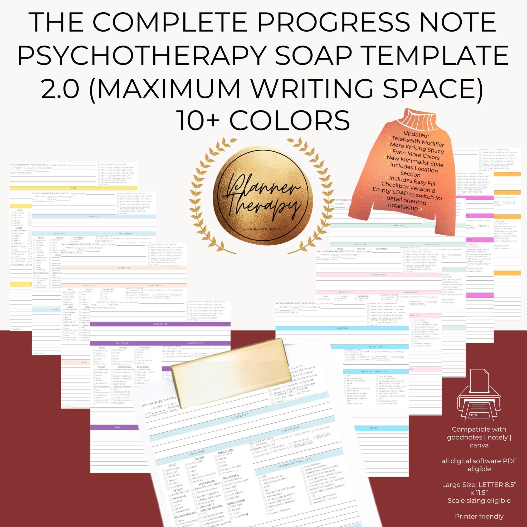 SOAP Note Template Progress Note With Psychotherapy Sheet for Therapist ...
