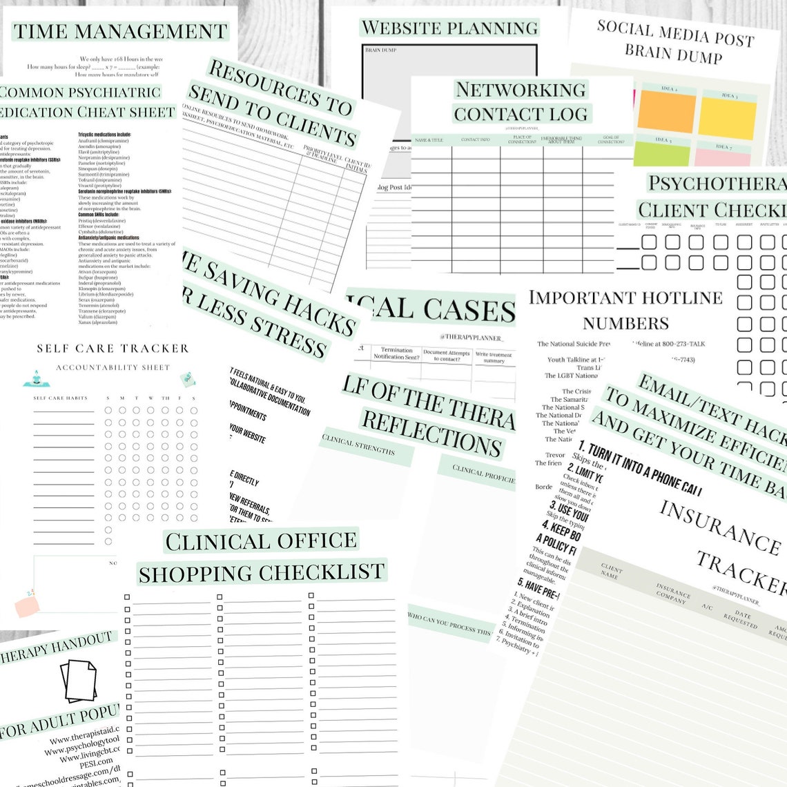 THERAPIST Time Management PRINTABLES Deluxe Set - Etsy