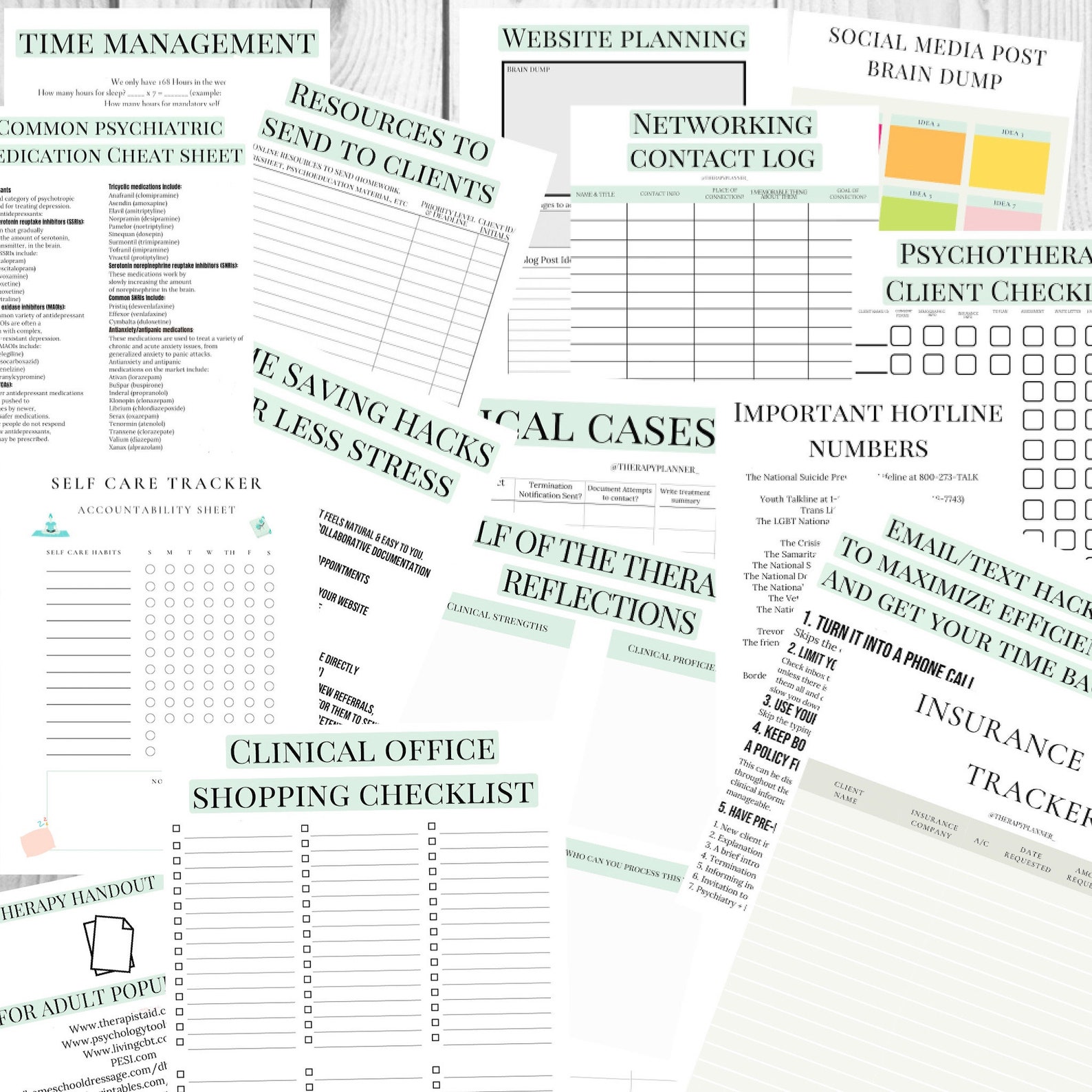 THERAPIST Time Management PRINTABLES Deluxe Set - Etsy