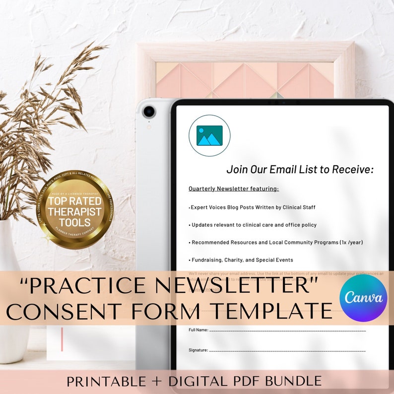 Private Practice Consent Form, Email Newsletter Consent Template, Canva ...