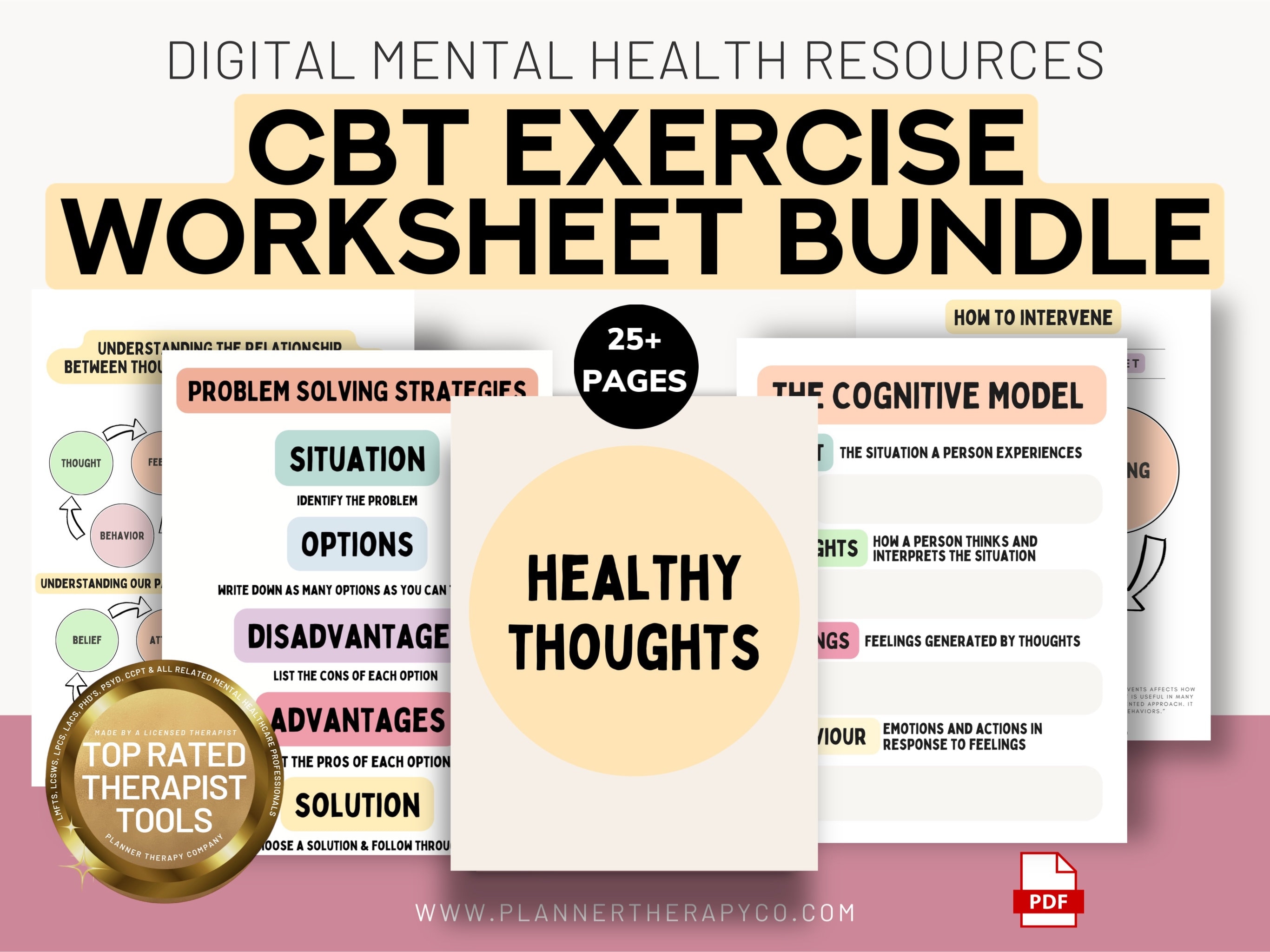 CBT Worksheets: Healthy Thinking, Cognitive Distortion (PDF) - Etsy