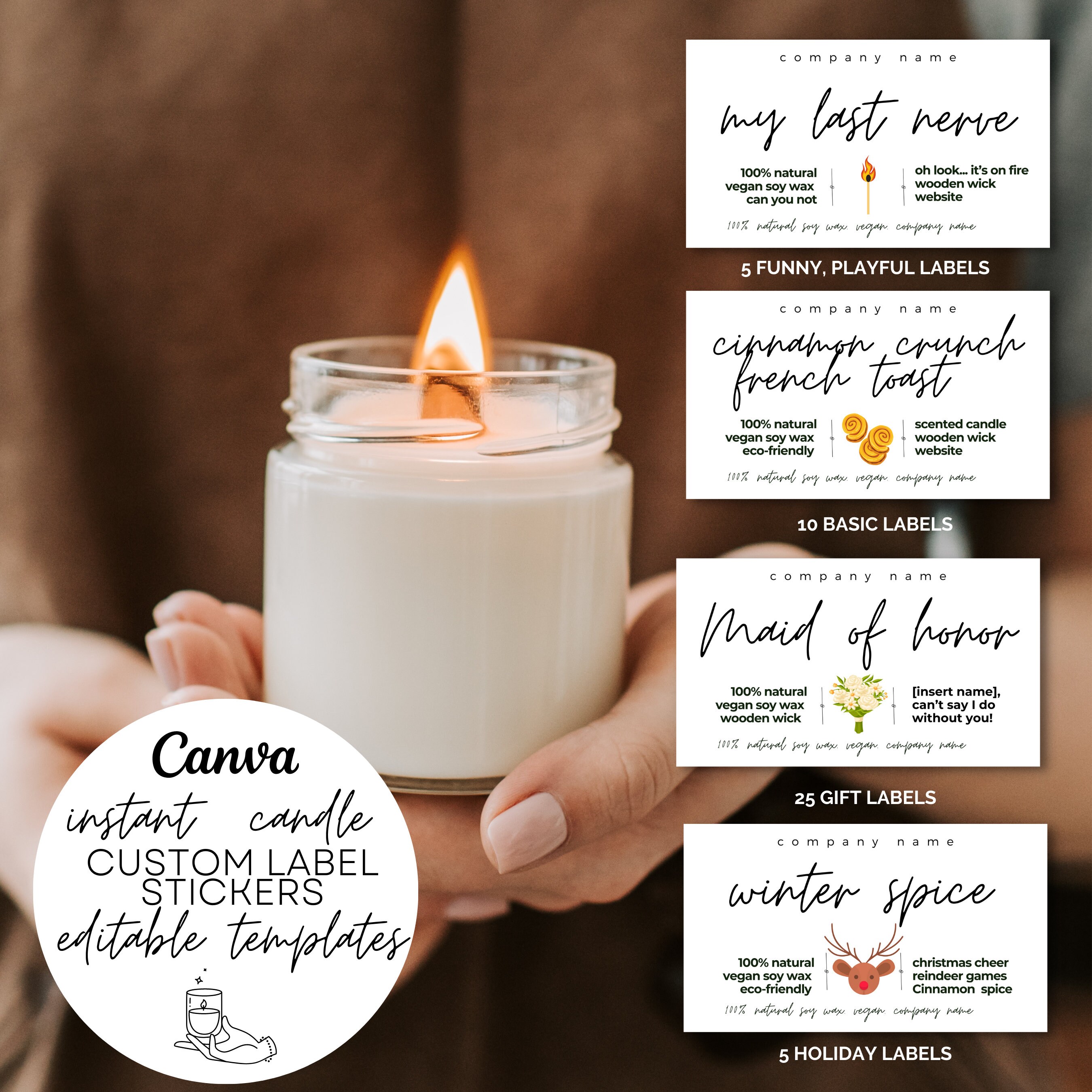 Candle Branding Bundle Canva Templates Editable Templates Candle ...