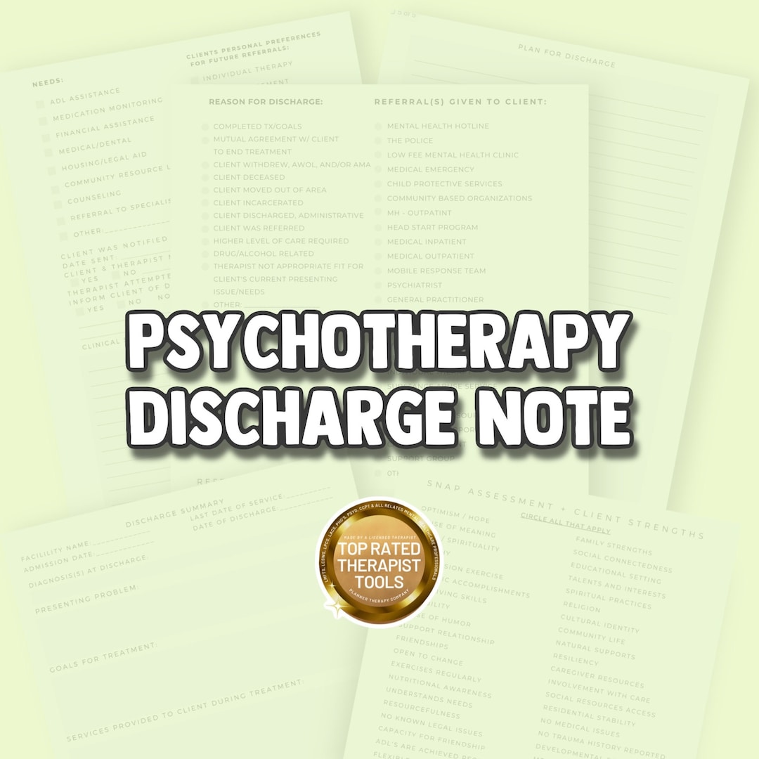 DISCHARGE NOTE Psychotherapy Documentation for Quick and Effective ...