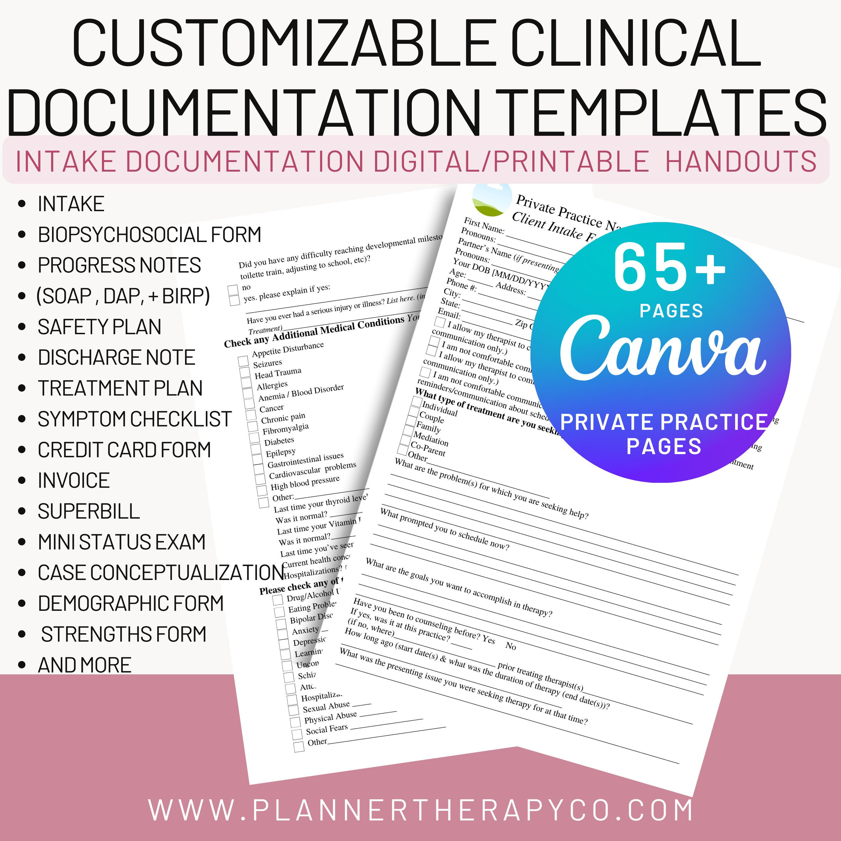 Therapy Private Practice Forms, Canva Templates Bundle, Solo Group ...