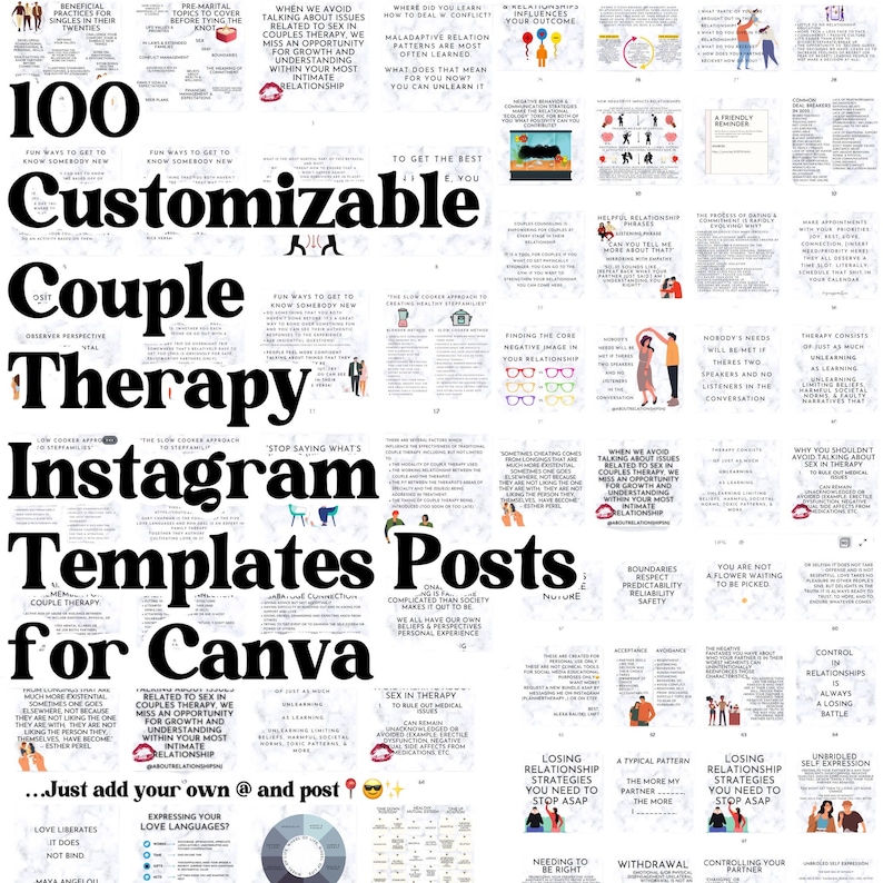 Therapist Instagram Posts, Pre-made, Templates, Easy to Use on Canva ...