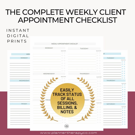 Therapist Weekly Appointment Tracker PLANNER PRINTABLES - Etsy