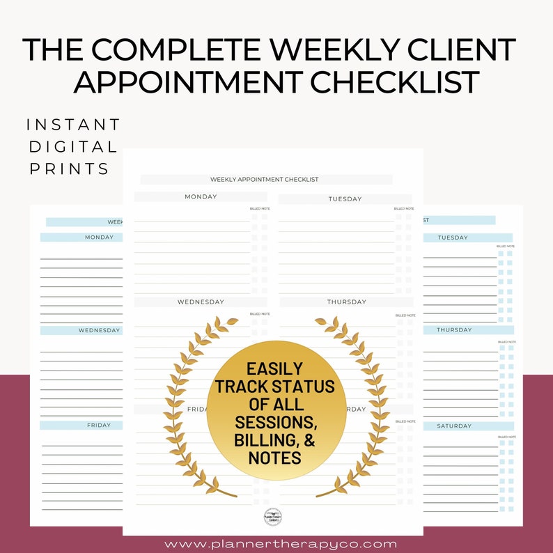 Therapist Weekly Appointment Tracker PLANNER PRINTABLES - Etsy