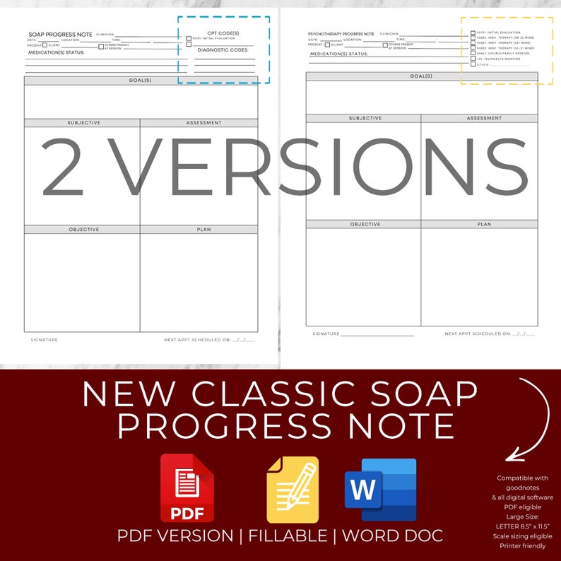 Progress Notes for Therapists, SOAP Note Template, Included ...