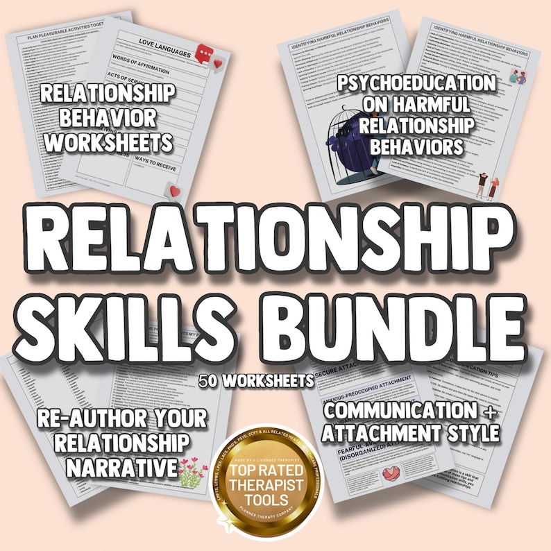 Relationship Skills Worksheets Bundle: Communication, Attachment Styles ...