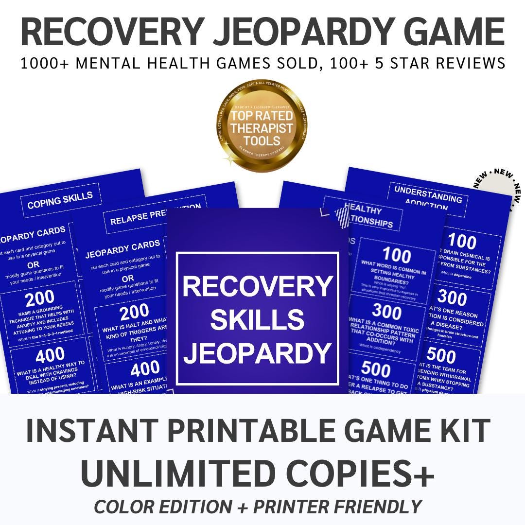Recovery Skills Jeopardy Game: Mental Health Therapy (printable ...