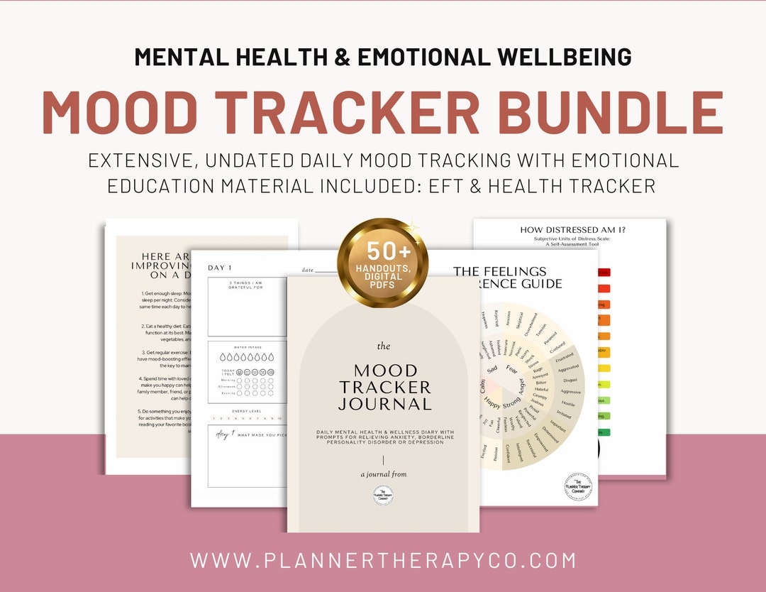 Mood Tracker Bundle: 30-day Feelings, Emotion Log (PDF Worksheets) - Etsy