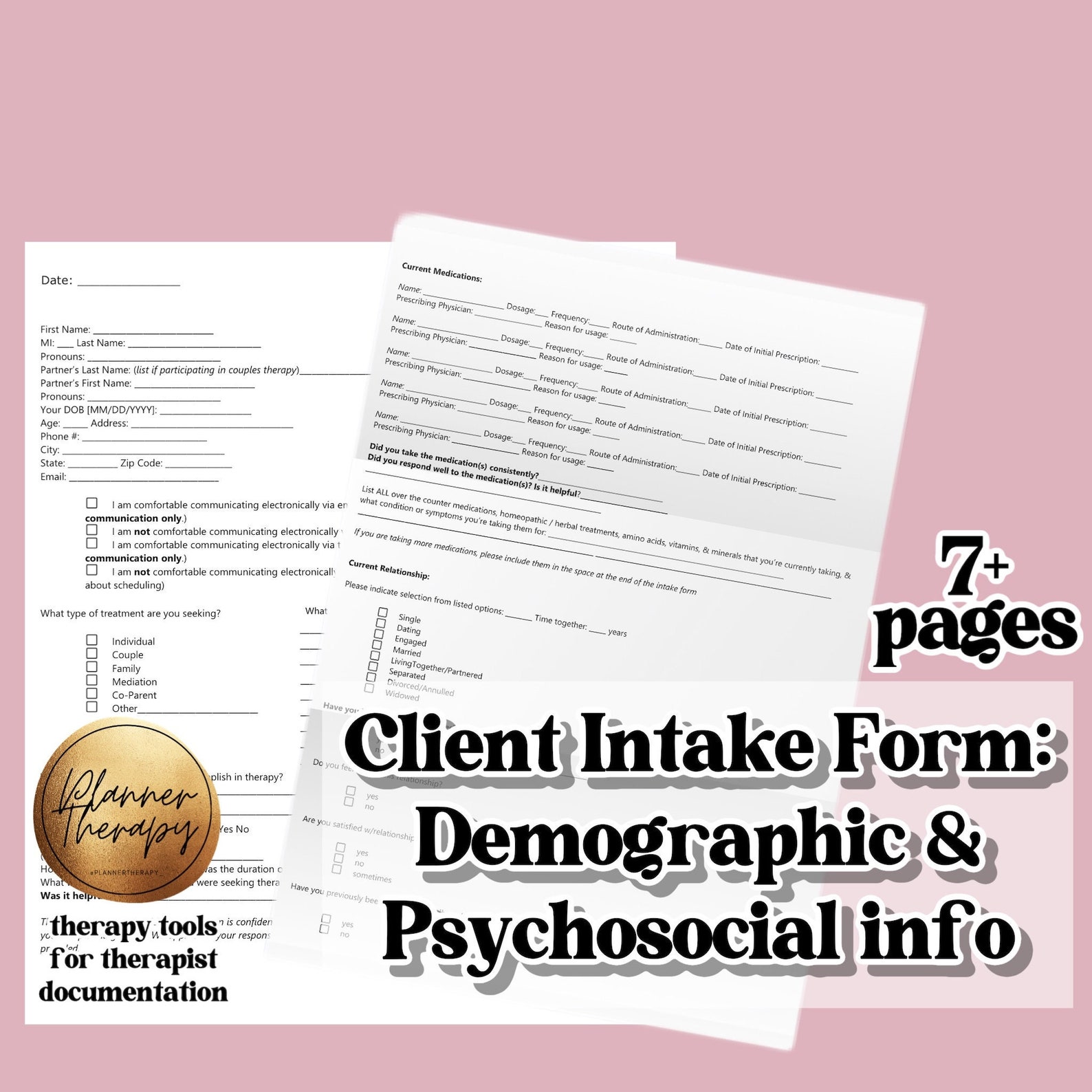 Therapy Intake Demographic Extensive Initial Forms: Gather - Etsy