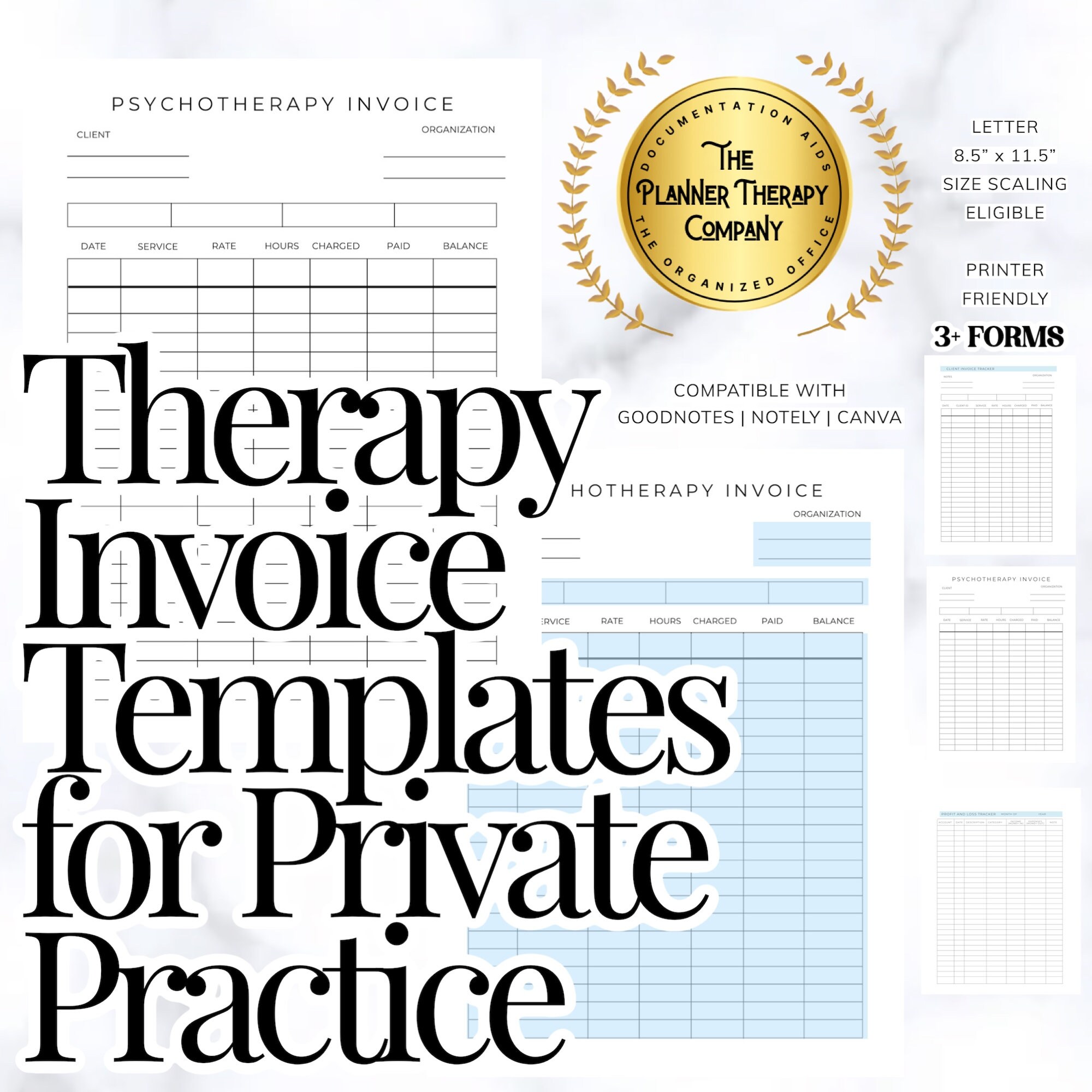 Therapist Invoice PRINTABLES | Private Practice Invoice | Fillable ...
