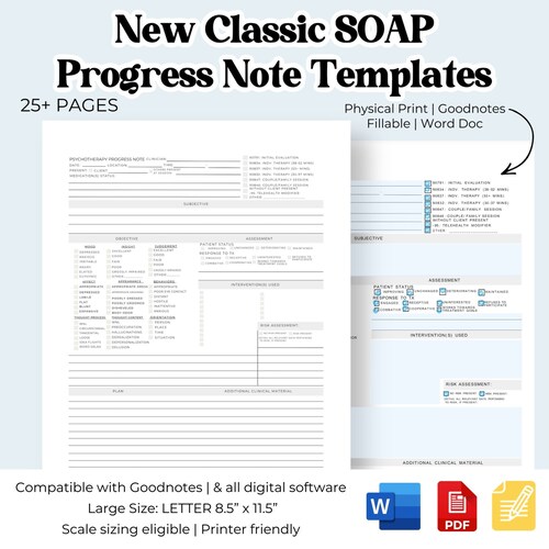Checklist DAP Progress Note Template for Therapists - Etsy