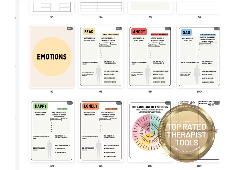 Emotion Psychoeducation Worksheets: Coping Skills, Grounding (PDF) - Etsy