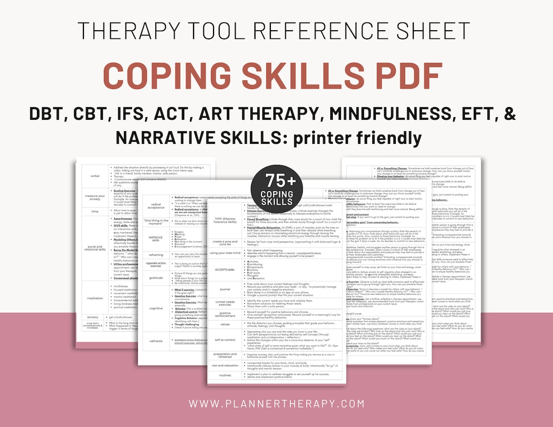 Coping Skills, Self Regulation, CBT, DBT, Mindfulness, Pdf Worksheets ...
