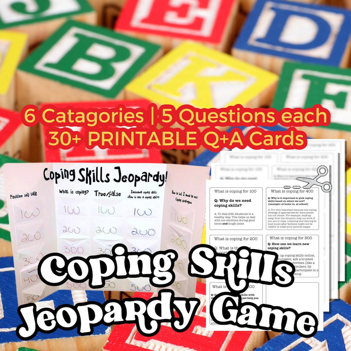 Coping Skills Jeopardy Game Mental Health Inspired Questions: - Etsy