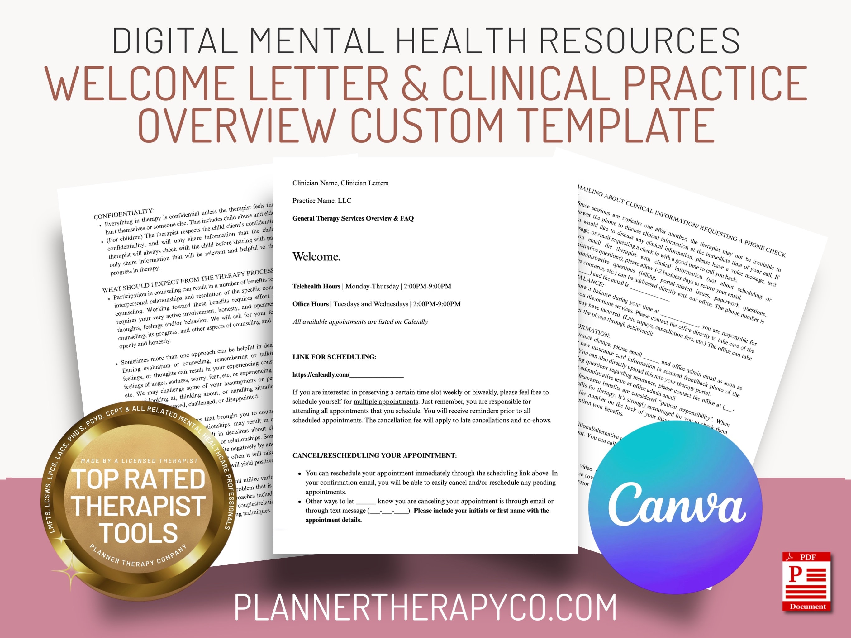 Welcome Letter and Clinical Private Practice Overview Custom Template ...