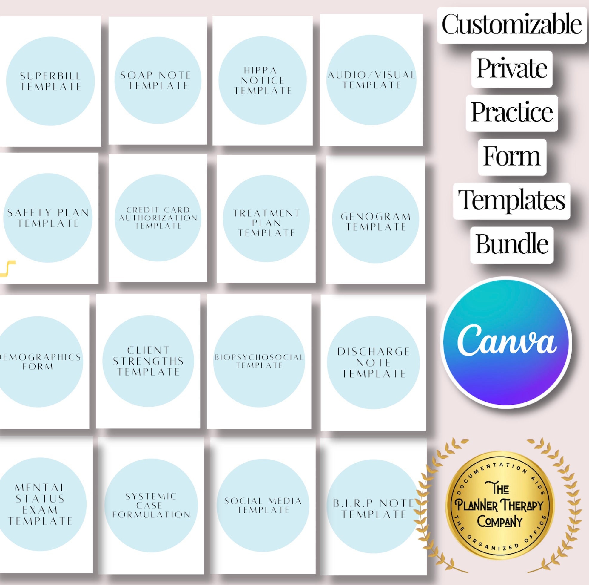 Therapy Private Practice Forms, Canva Templates Bundle, Solo Group ...
