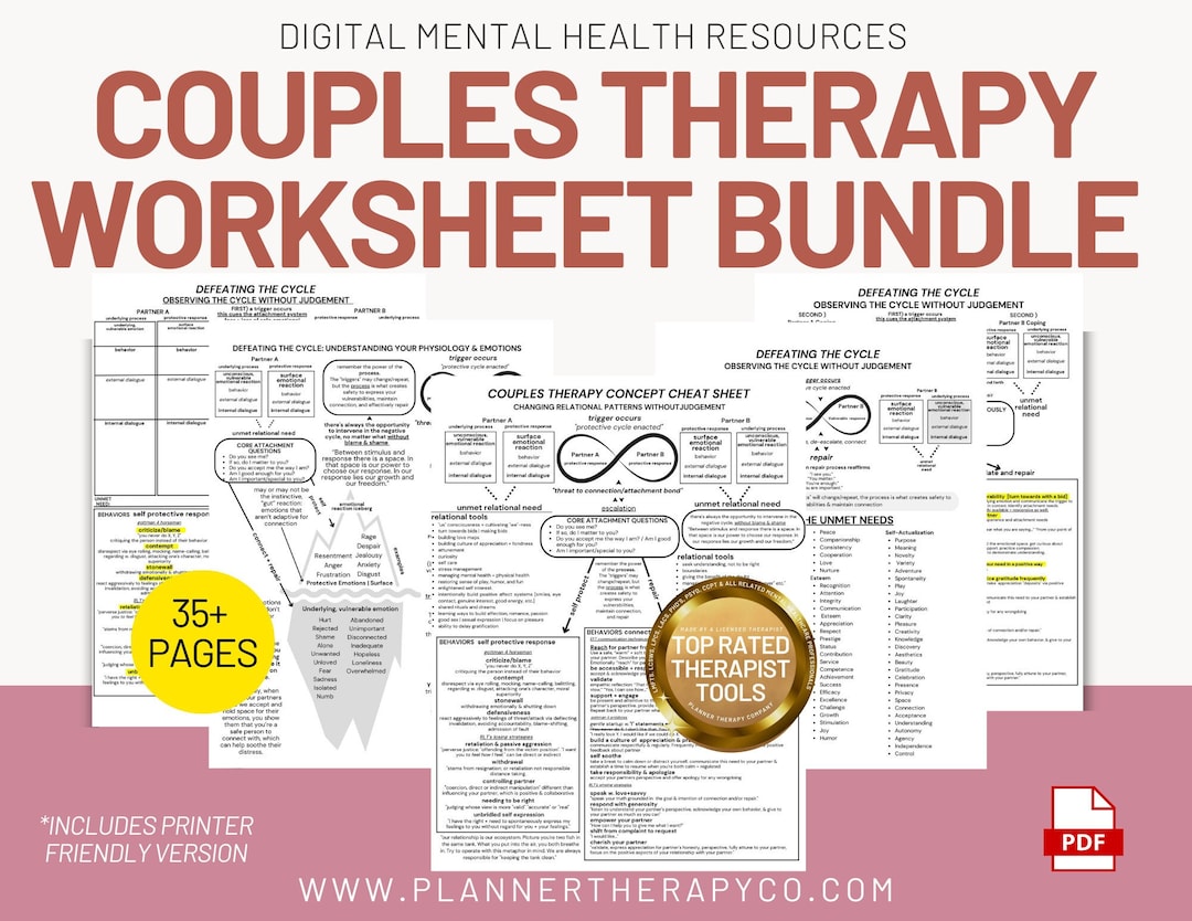 Couples Therapy Worksheet Bundle: Eclectic Practice Tools (PDF) - Etsy