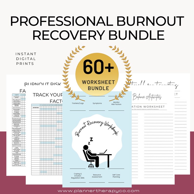 Burnout Recovery Worksheets: Mental Health Journal (60 Pages PDF) - Etsy