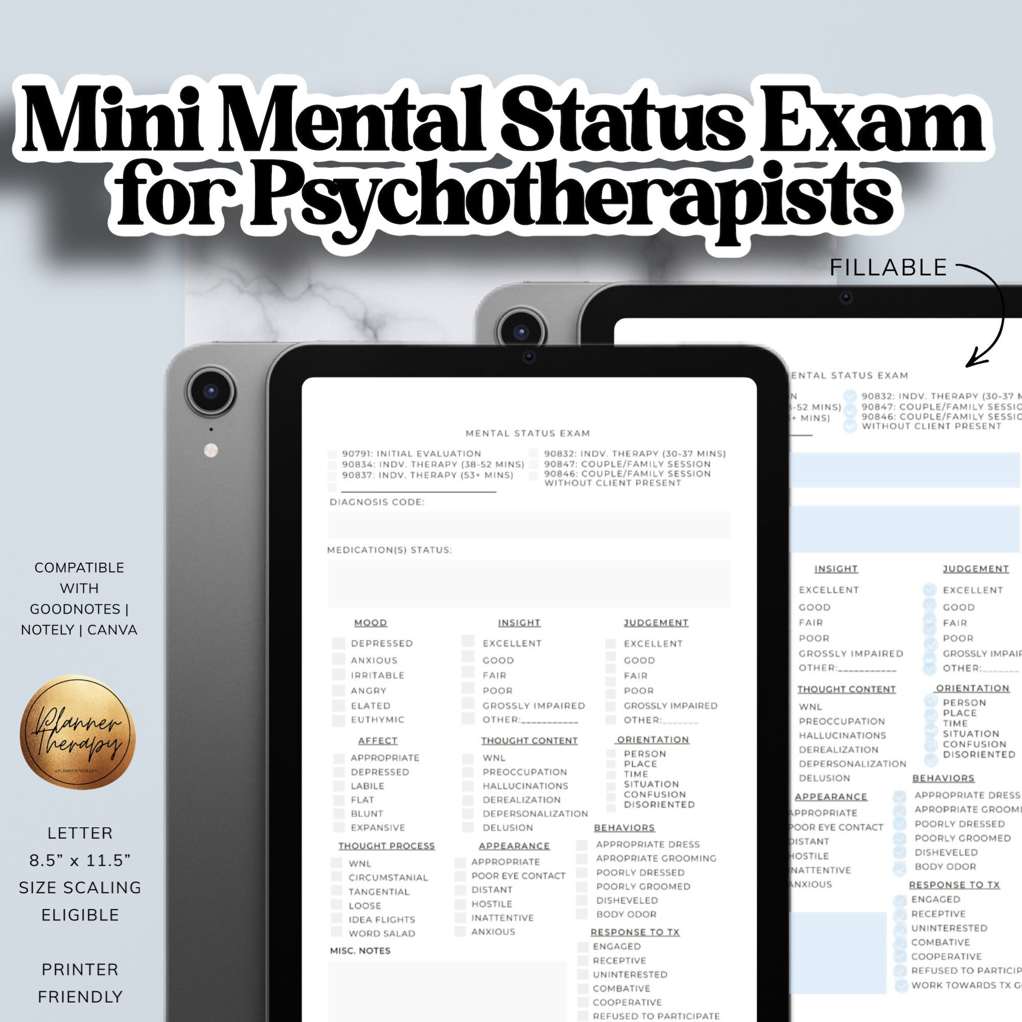 Mental Status Exam, Pdf, Progress Notes for Therapists, Printable ...