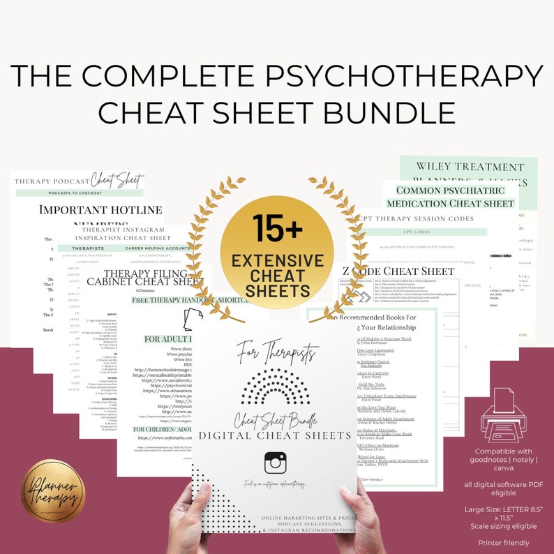 THERAPIST Planner Insert Cheat Sheets for Documentation and - Etsy